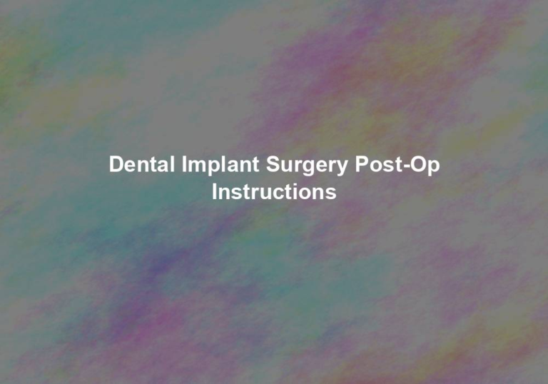 Dental Implant Surgery Post-Op Instructions - $399 Dental Implants
